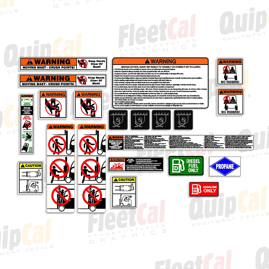 Universal Forklift Safety Decal Set (Fits Most Makes and Models ...