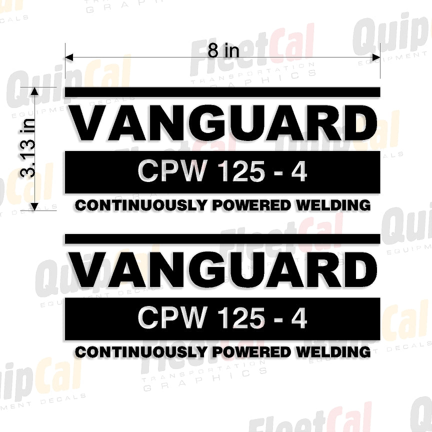 Vanguard CPW125-4 Welder 8 inch Decals (1 PAIR) – Truck and Equipment ...