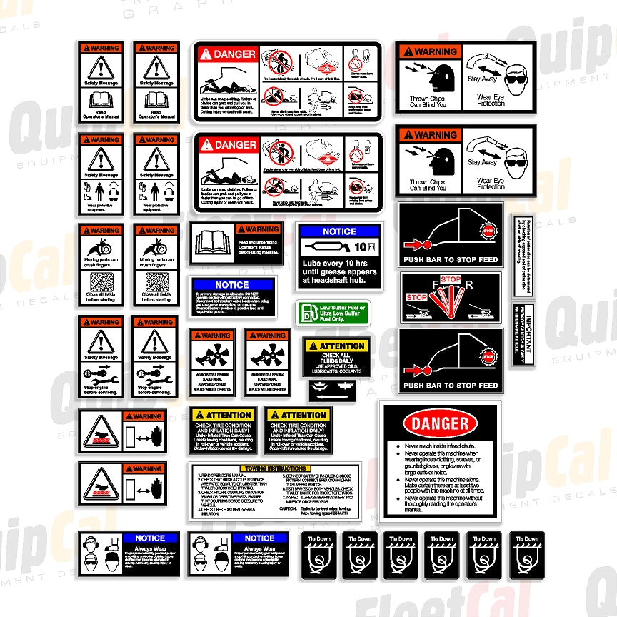 Vermeer Tow Behind Chipper Safety Decal Set – Truck and Equipment Decals