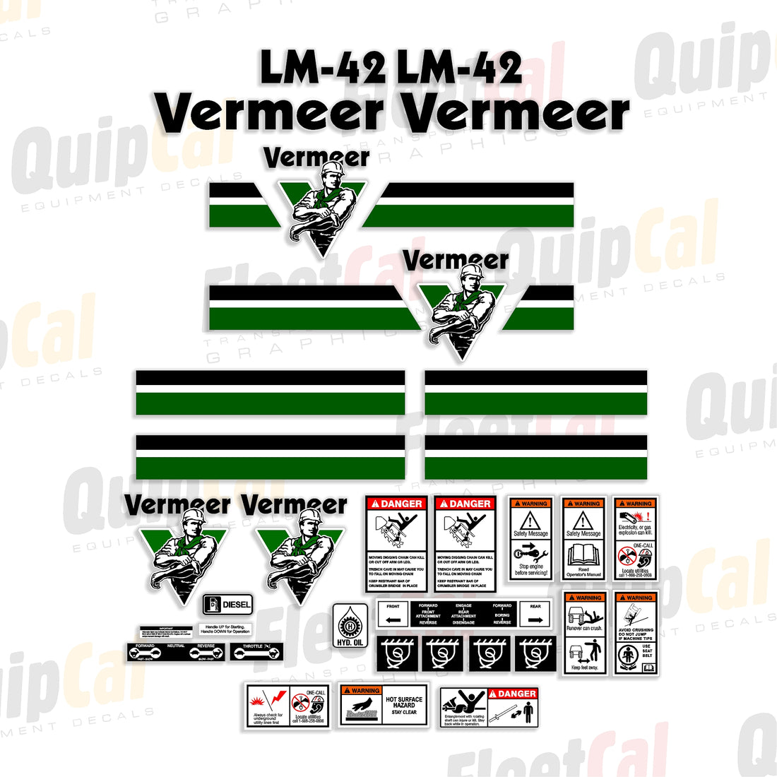 Vermeer LM-42 Trencher / Cable Plow Marking Decal Set – Truck and ...