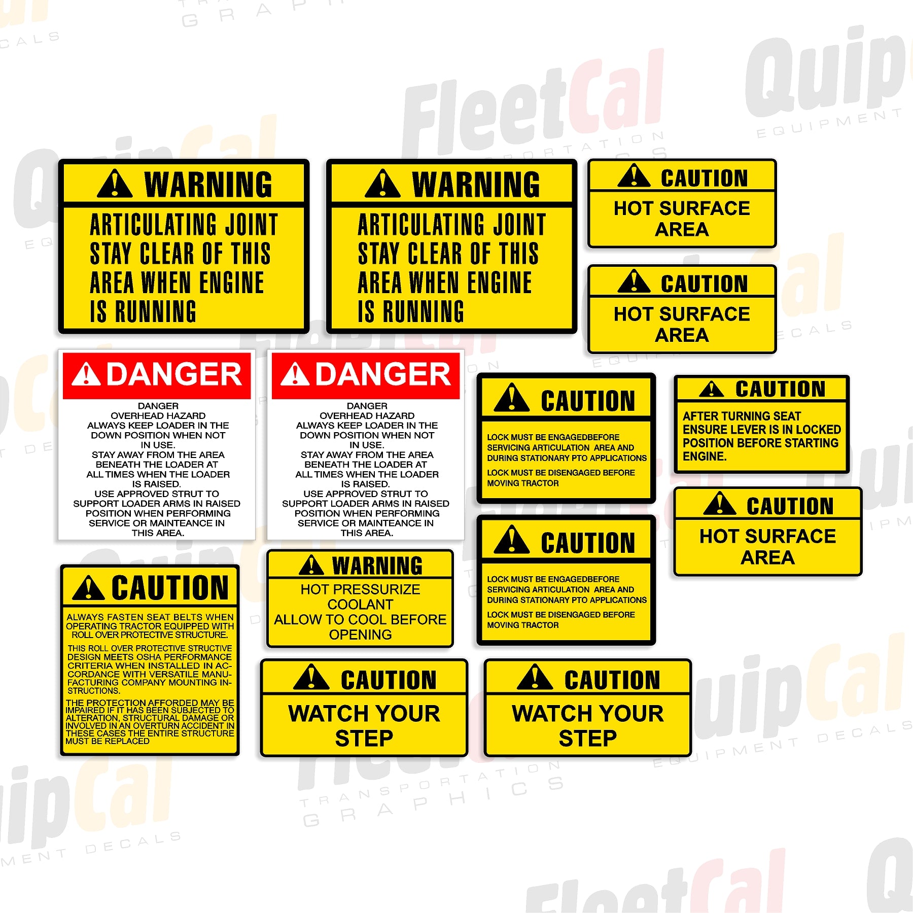 Versatile Tractor Safety Decal Set – Truck and Equipment Decals