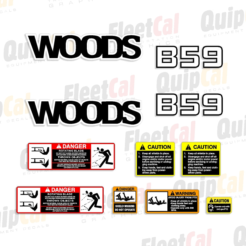 Woods B59 Belly Mower Marking Decal Set – Truck and Equipment Decals