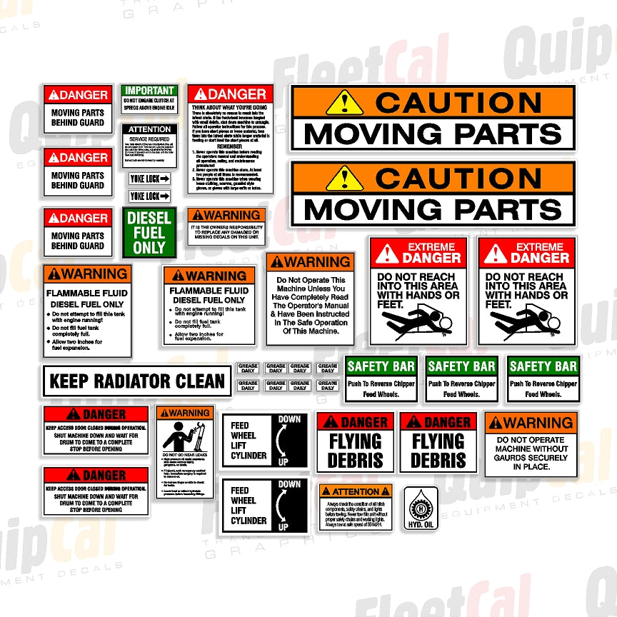 Woodsman Chipper Safety Decal Set – Truck and Equipment Decals