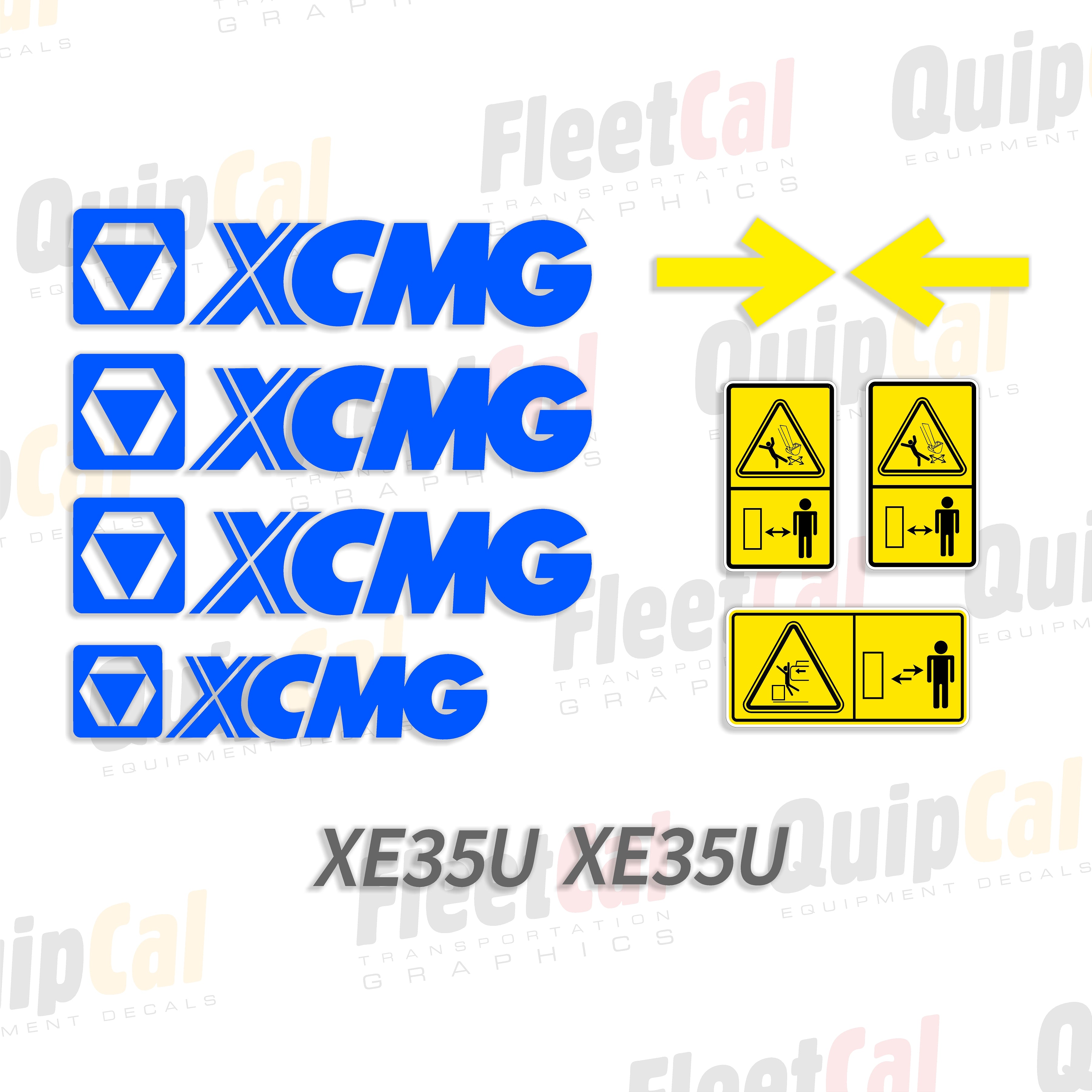 XCMG XE35U Mini Excavator Marking Decal Set – Truck and Equipment Decals
