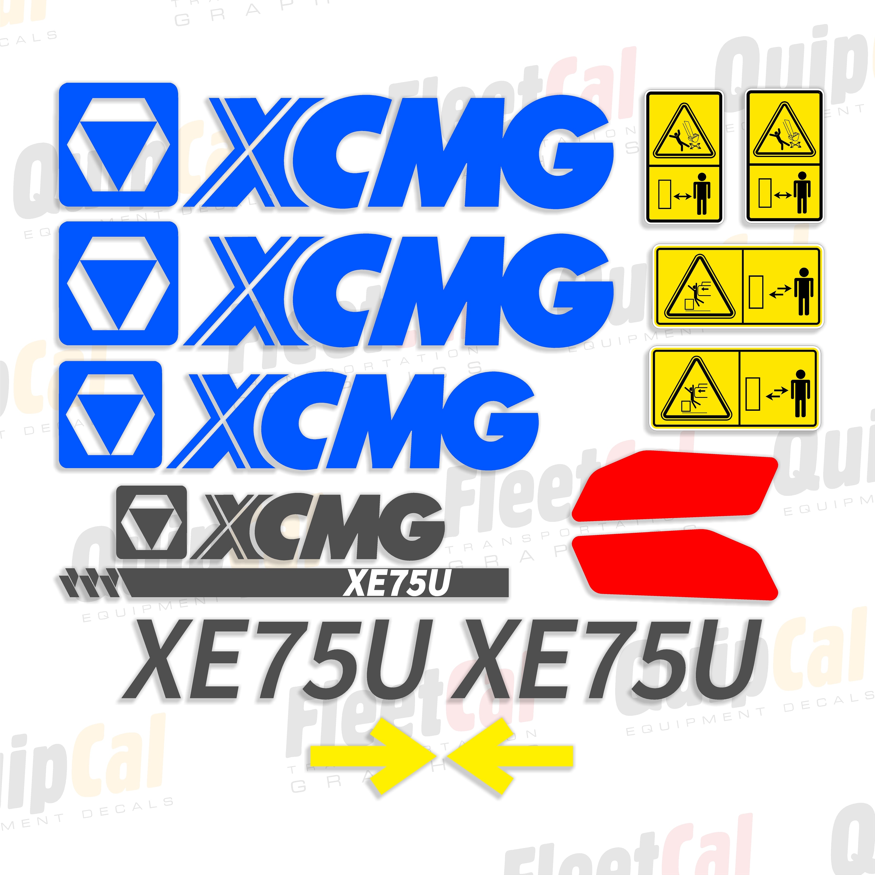XCMG XE75U Excavator Marking Decal Set – Truck and Equipment Decals