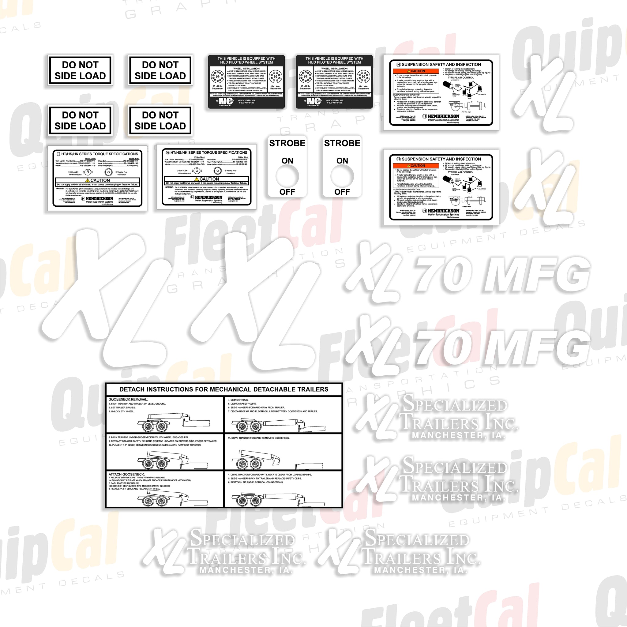 XL Specialized 70 MFG Double Drop Trailer Marking Decal Set – Truck and ...